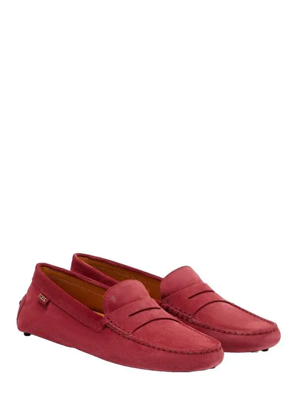 TOD'S Gommino Suede Driving Shoes - Red