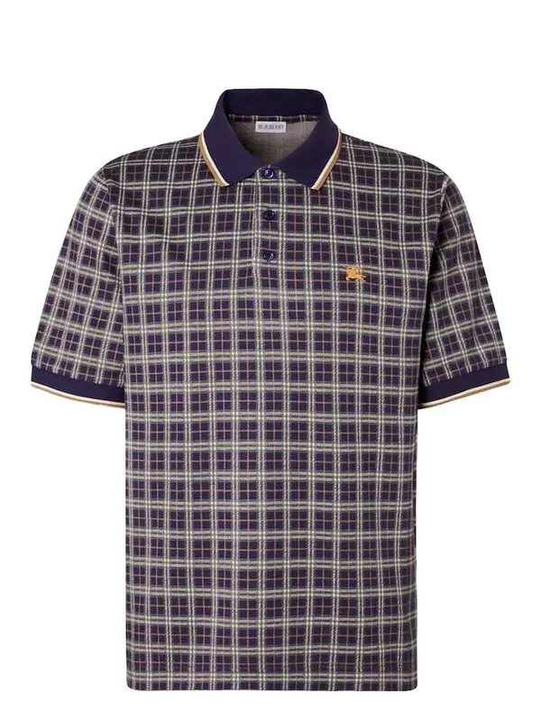 Burberry Checked Polo Shirt - Blue