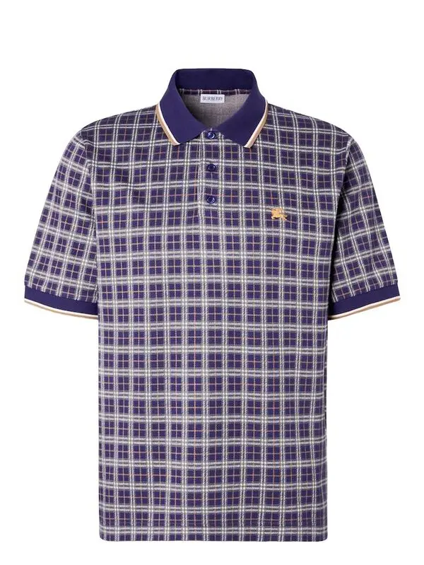 Burberry Checked Polo Shirt - Blue