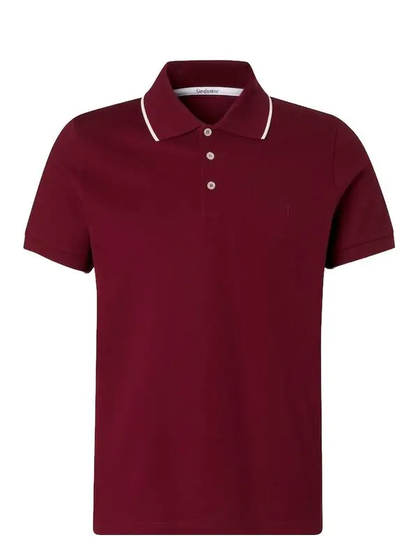 Saint Laurent Cotton Polo Shirt - Burgundy