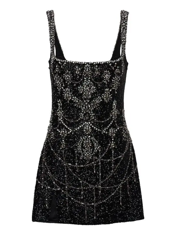 CLIO PEPPIATT Chandelier Embellished Mini Dress - Black