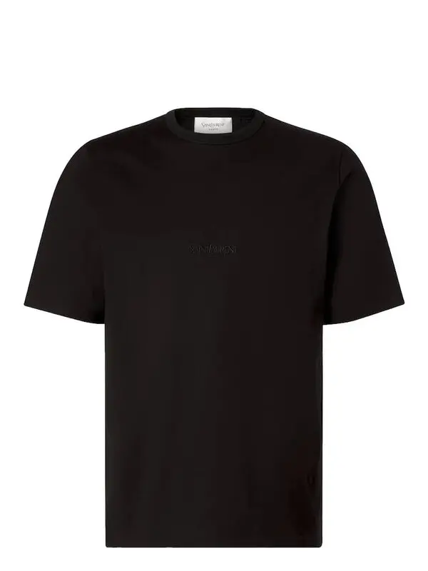 Saint Laurent Logo Cotton Jersey T-shirt - Black