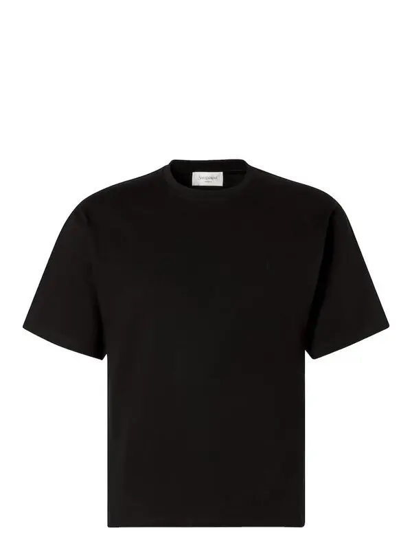 Saint Laurent Cropped Cotton Jersey T-shirt - Black