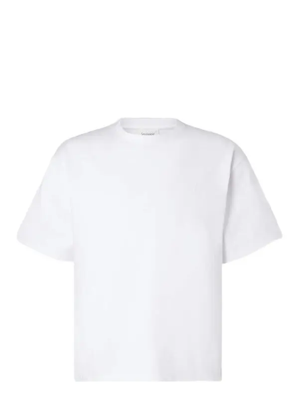 Saint Laurent Cropped Cotton Jersey T-shirt - White