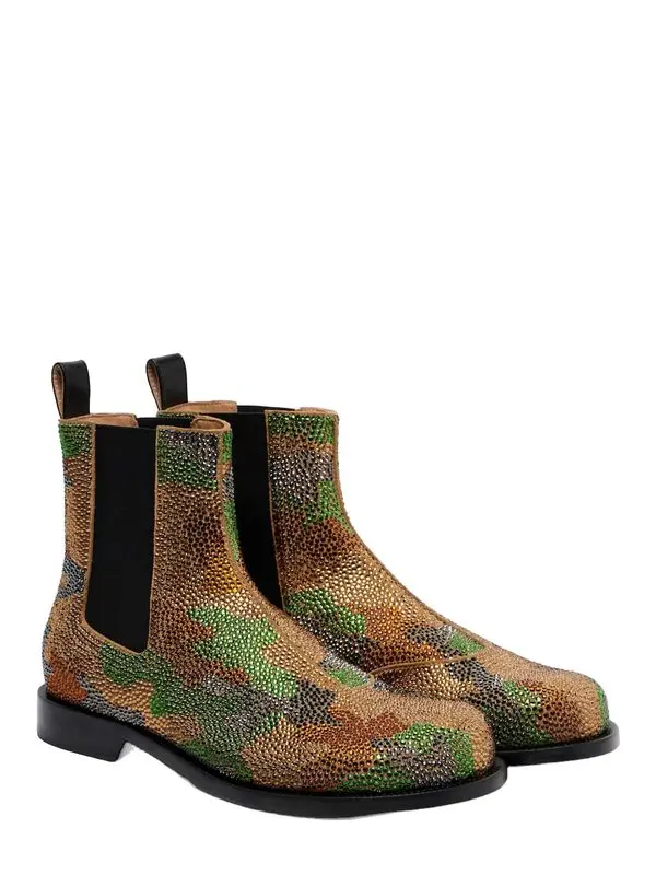 JW Anderson Camouflage Embellished Suede Chelsea Boots - Multicoloured
