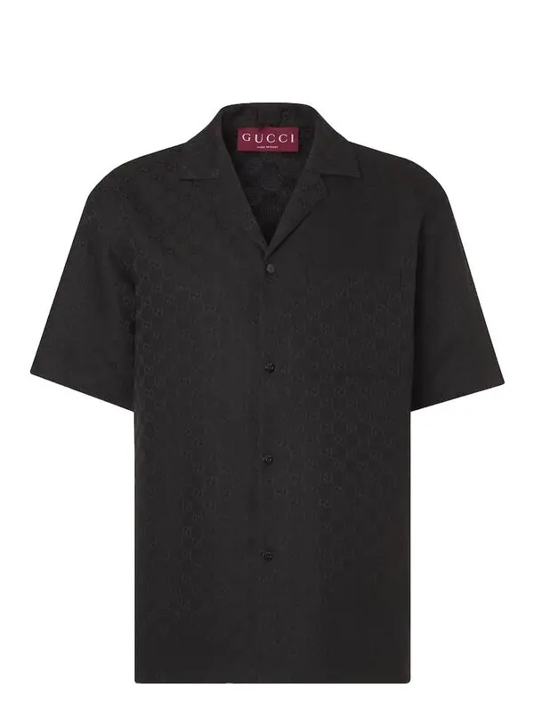 Gucci Gg Canvas Linen-blend Bowling Shirt - Black