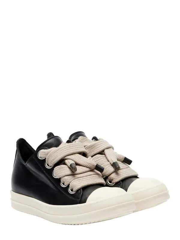 Rick Owens Jumbolace Leather Sneakers - Black