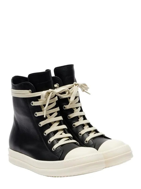 Rick Owens Leather High-top Sneakers - Black