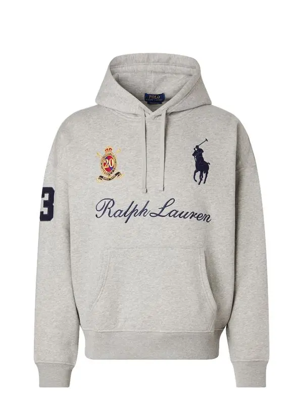 Polo Ralph Lauren Logo Cotton-blend Jersey Hoodie - Grey