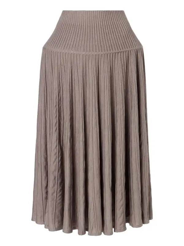 Alaïa Pleated Wool-blend Midi Skirt - Beige