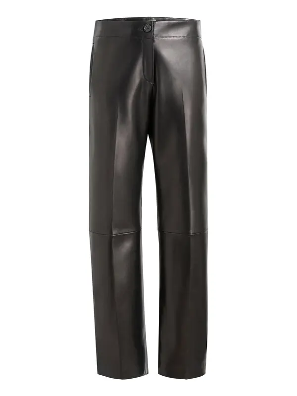 Khaite Mita Plonge Leather Straight-leg Pants - Black