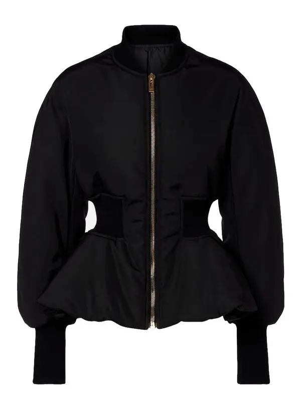 Alaïa Peplum Bomber Jacket - Black
