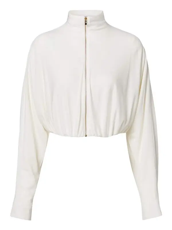 Alaïa Draped Mockneck Jersey Jacket - White