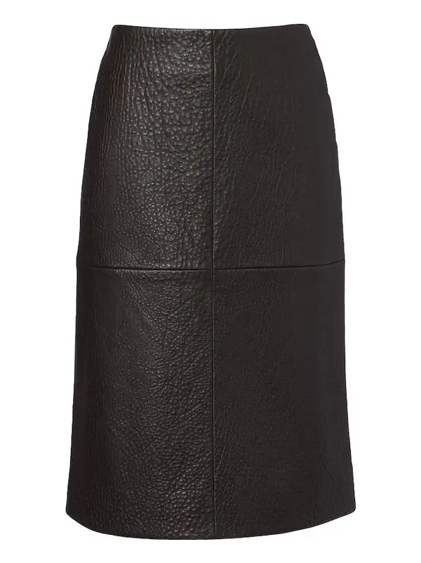 JOSEPH Pencil Leather Skirt - Brown