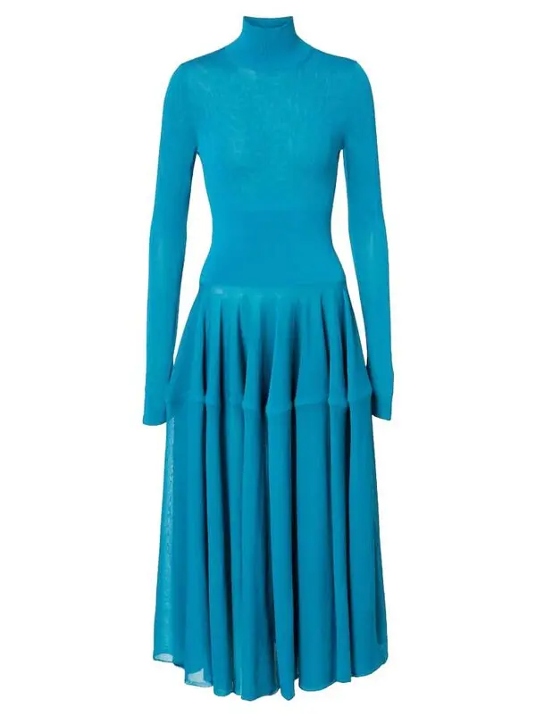 Alaïa Turtleneck Midi Dress - Blue