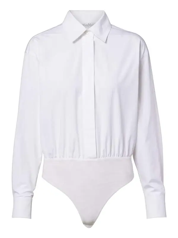 Max Mara Aere Cotton Poplin And Tulle Bodysuit - White