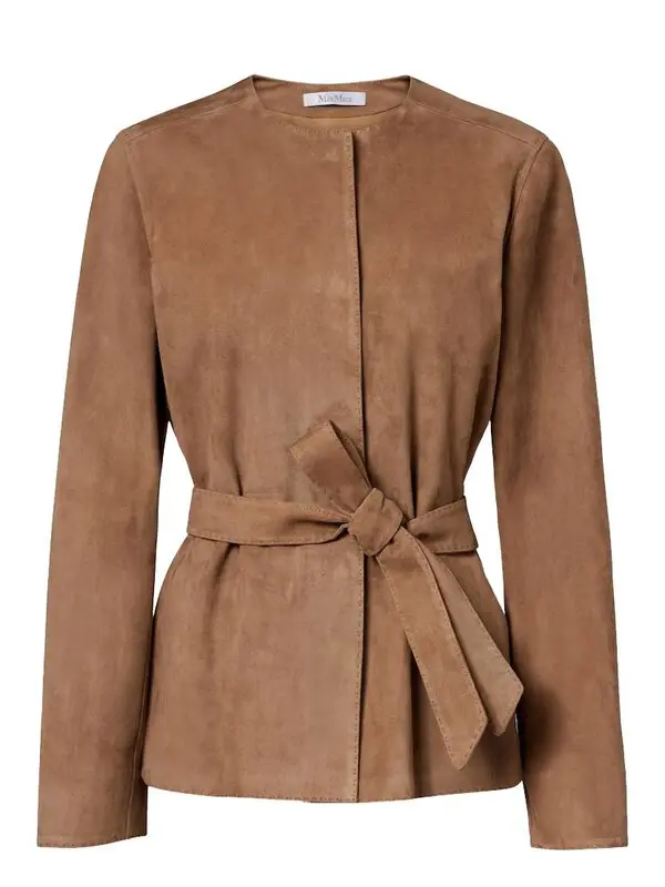 Max Mara Belted Suede Jacket - Beige