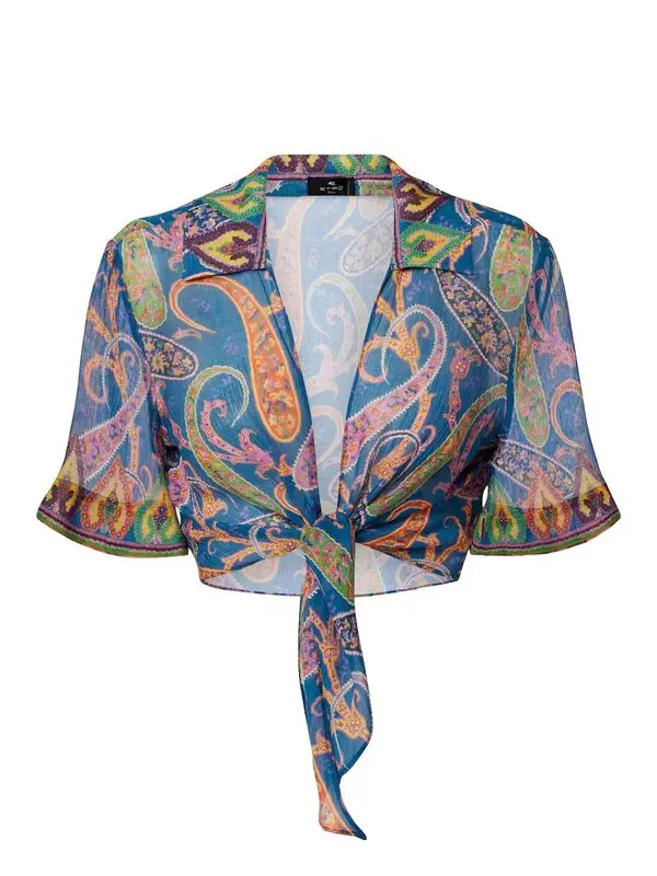 Etro Paisley Crop Top - Blue