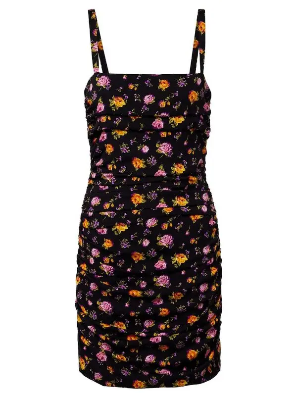 Dolce & Gabbana Floral Silk-blend Charmeuse Minidress - Black