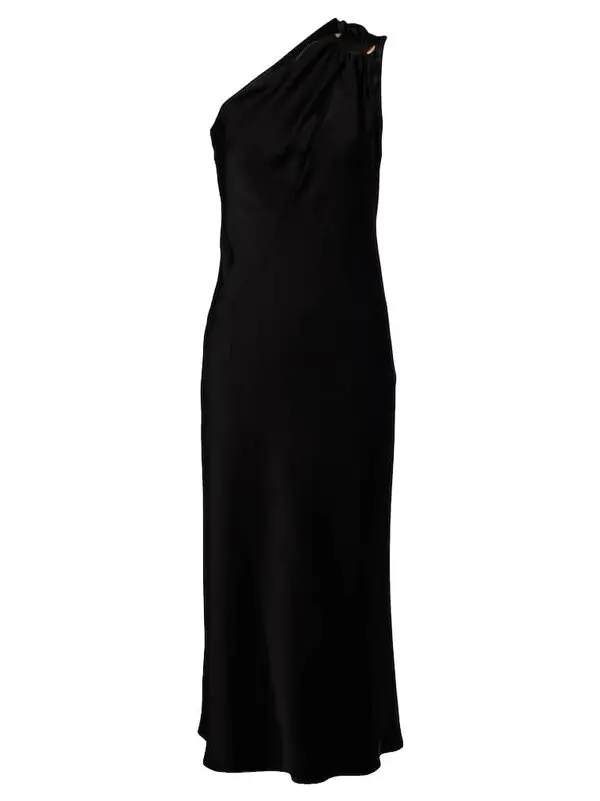 Max Mara Entrata Satin Midi Dress - Black
