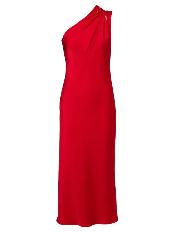 Max Mara Entrata Satin Midi Dress - Red