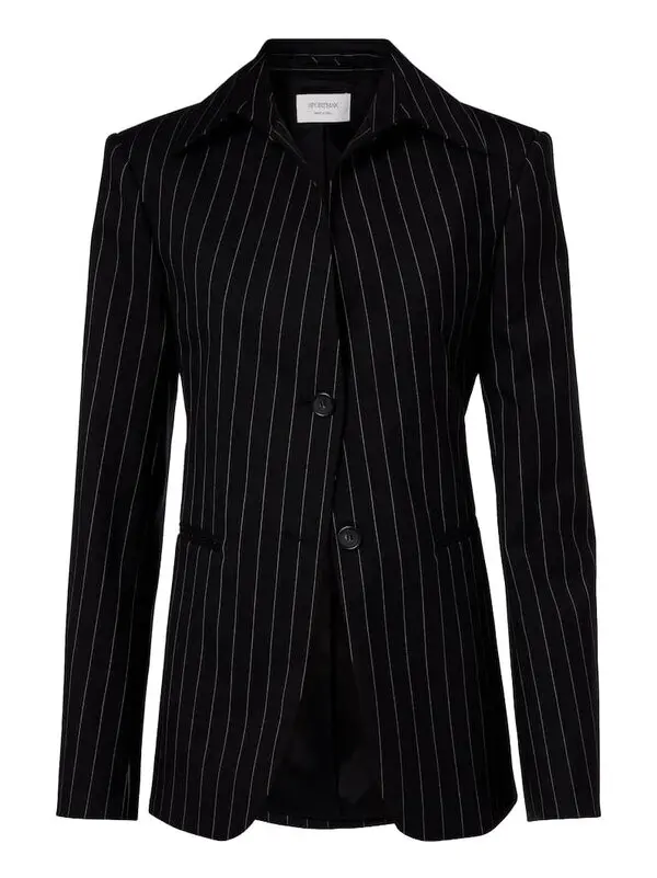 Sportmax Rive Striped Wool-blend Gabardine Blazer - Black