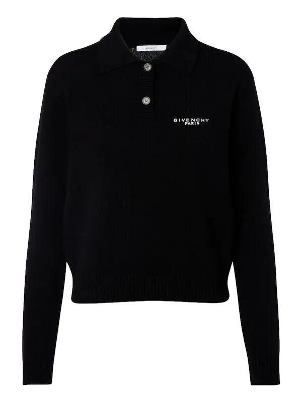 Givenchy Logo Wool And Cashmere Polo Sweater - Black