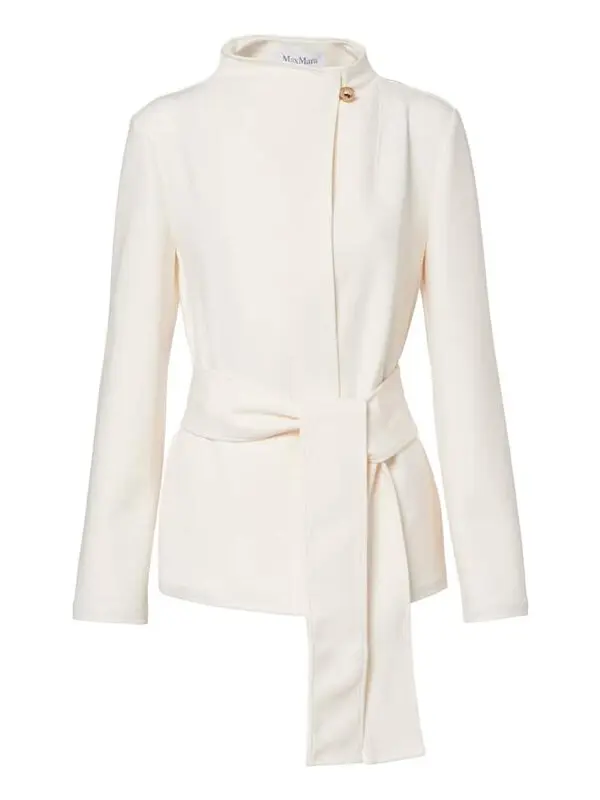Max Mara Talamo Belted Jersey Jacket - White