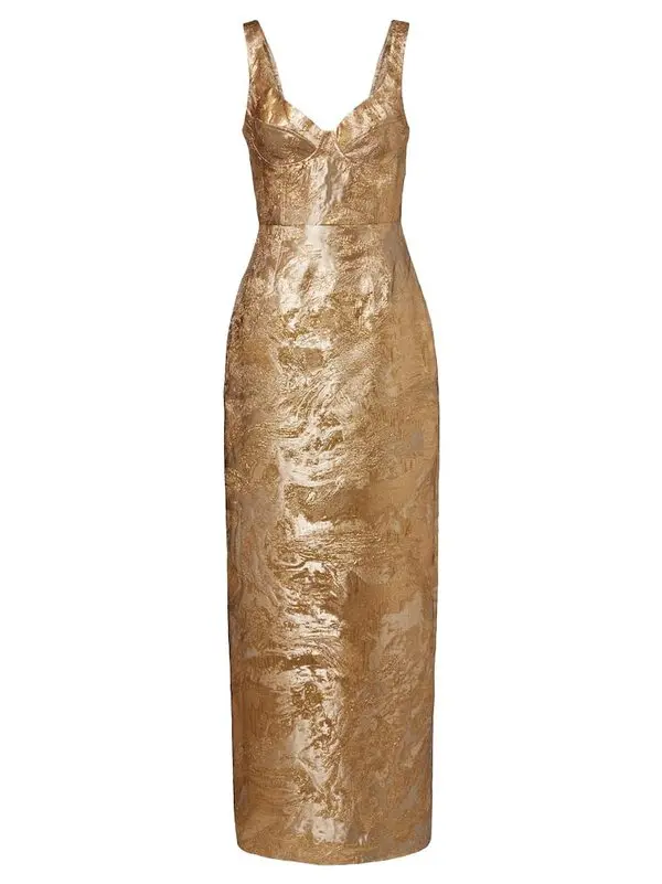Simkhai Jacquard Cocktail Dress - Gold