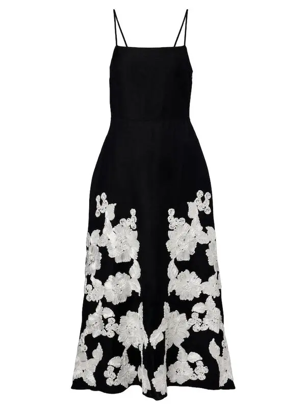 Simkhai Annabella Linen-blend Midi Dress - Black