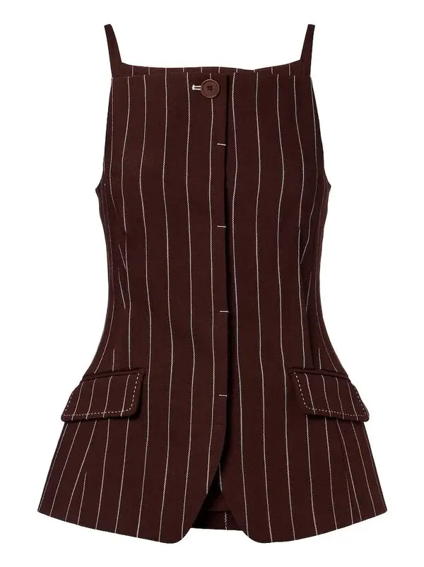 Simkhai Edie Striped Top - Brown