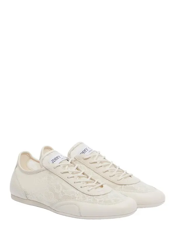 JIMMY CHOO Sunny Leather-trimmed Lace Sneakers - White