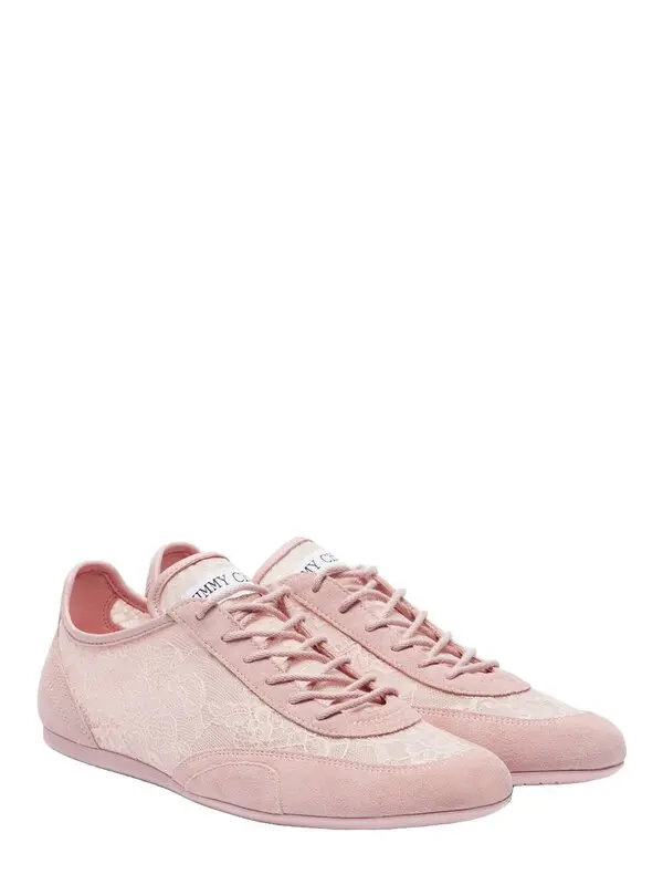 JIMMY CHOO Sunny Lace-trimmed Sneakers - Pink