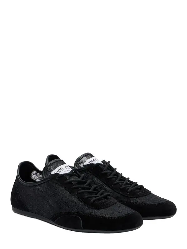 JIMMY CHOO Sunny Lace And Suede Sneakers - Black