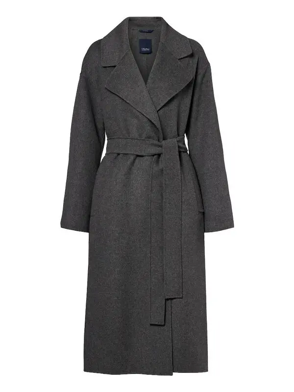 Max Mara Hobby Virgin Wool Wrap Coat - Grey