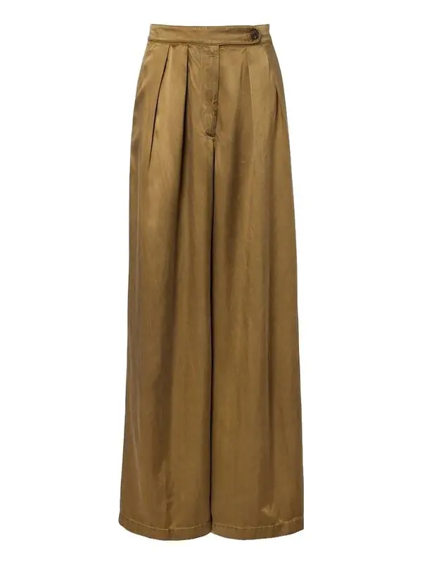 Dries Van Noten Pleated High-rise Wide-leg Pants - Brown