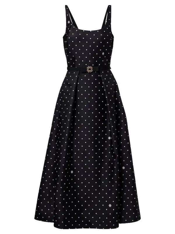 Elie Saab Polka-dot Midi Dress - Black