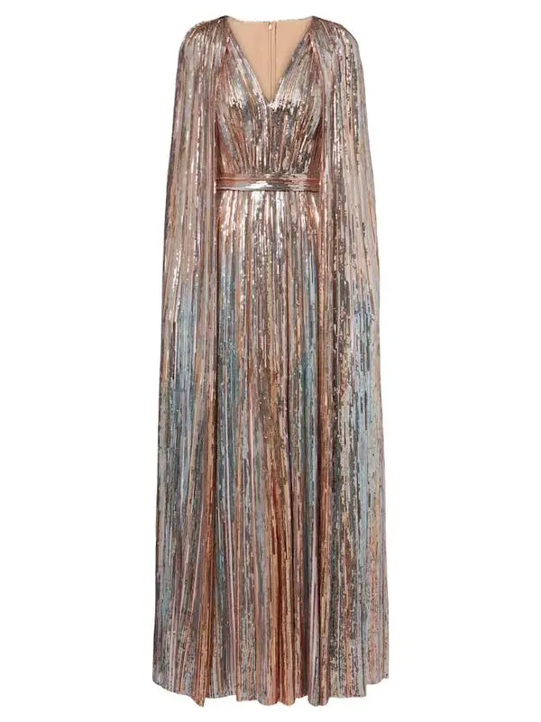 Elie Saab Sequined Caped Gown - Multicoloured