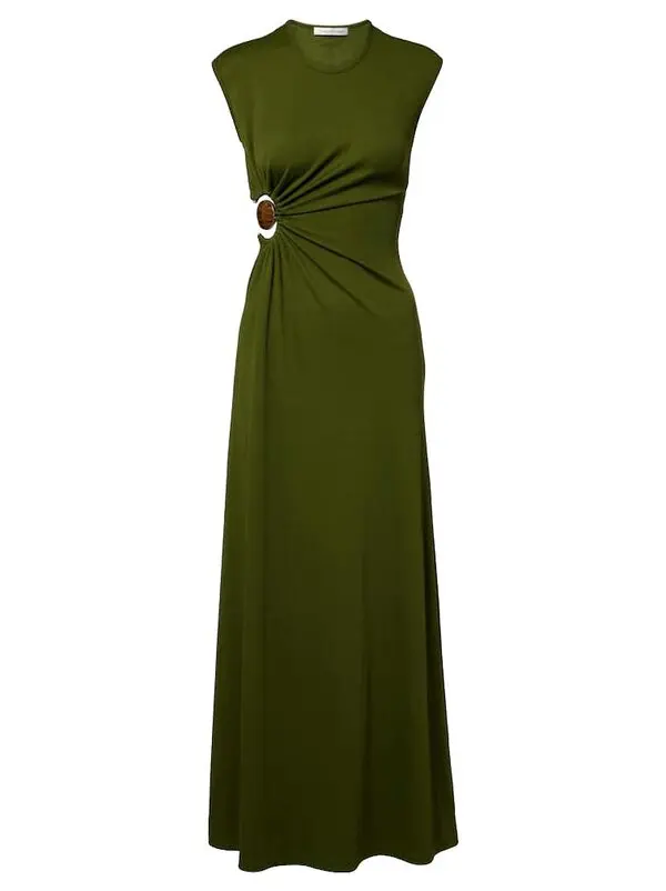 Christopher Esber Mineral Stone Embellished Jersey Maxi Dress - Green