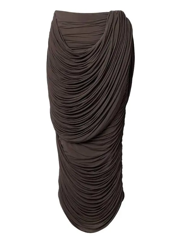 Magda Butrym Draped Jersey Midi Skirt - Brown