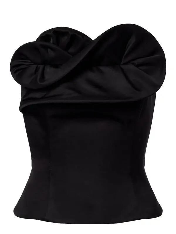 Magda Butrym Ruffled Wool And Silk Bustier Top - Black