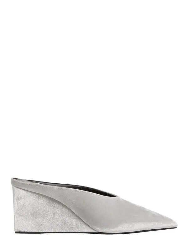 Alaïa Cube Velvet Wedge Mules - Argent