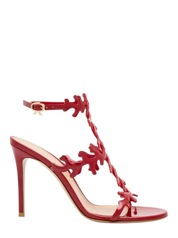 GIANVITO ROSSI 95mm Coral Patent Leather Sandals - Rouge
