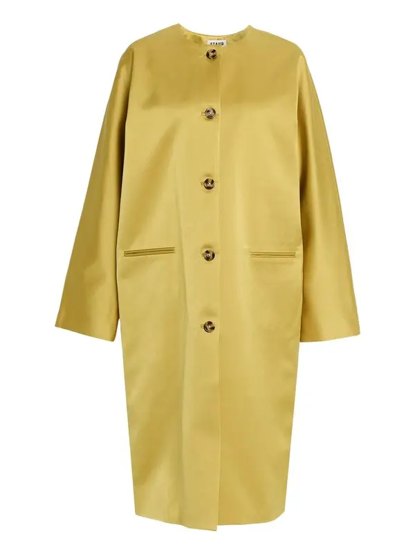 Staud Liz Duchess Satin Overcoat - Turmeric