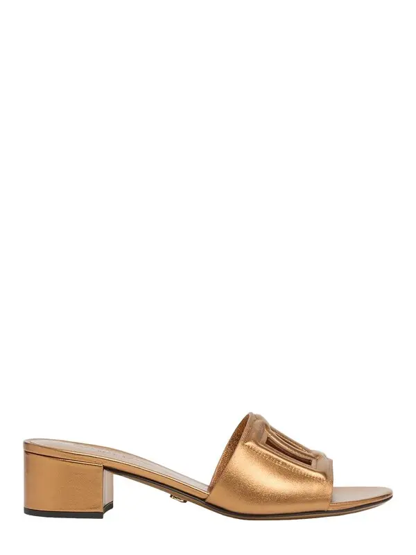 Dolce & Gabbana 40mm Cutout Dg Metallic Leather Mule Sandals - 87542 Bron