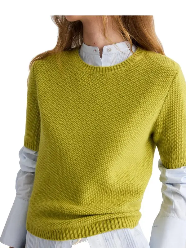 TWP Seed Stitch Audrey Cashmere Sweater - Avocado Oil