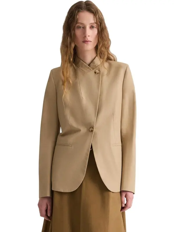 TWP Buttoned Up Blazer In Water Repellent Twill - Khaki
