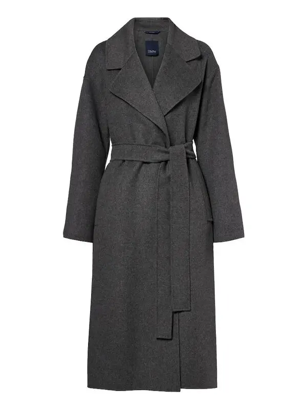 Max Mara Hobby Virgin Wool Wrap Coat - Grey