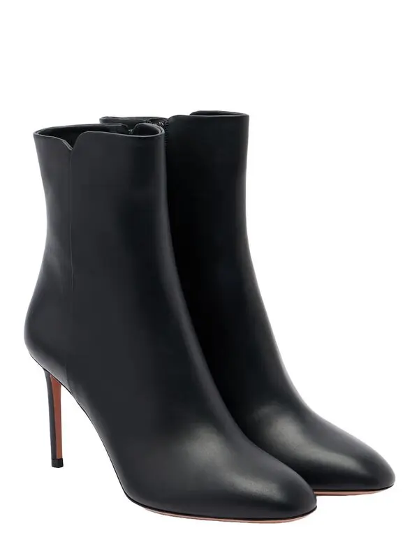 AQUAZZURA Sellier 85 Leather Ankle Boots - Black