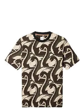 Paul Smith Swan' Print Cotton T-shirt - Black